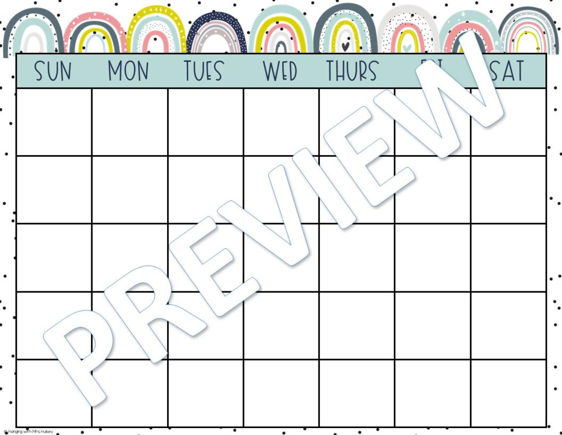 Boho Rainbow Classroom Calendar: Large Wall Decor (digital Download) - Etsy