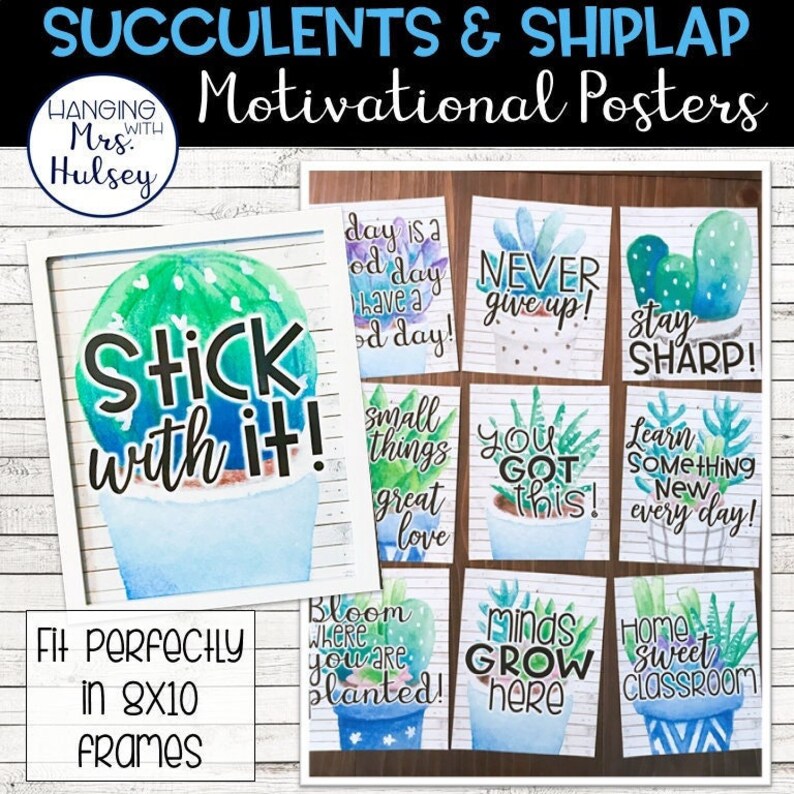 Succulent Motivational Posters: Rustic Classroom Decor (8x10 Print) - Etsy