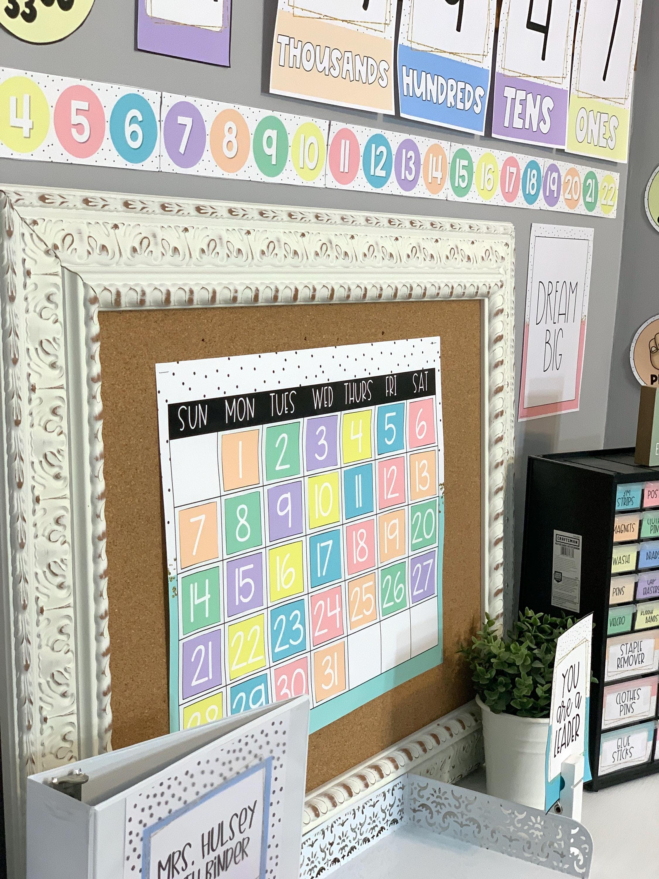 Pastel Dot Classroom Calendar: Large Wall Decor (digital Download) - Etsy