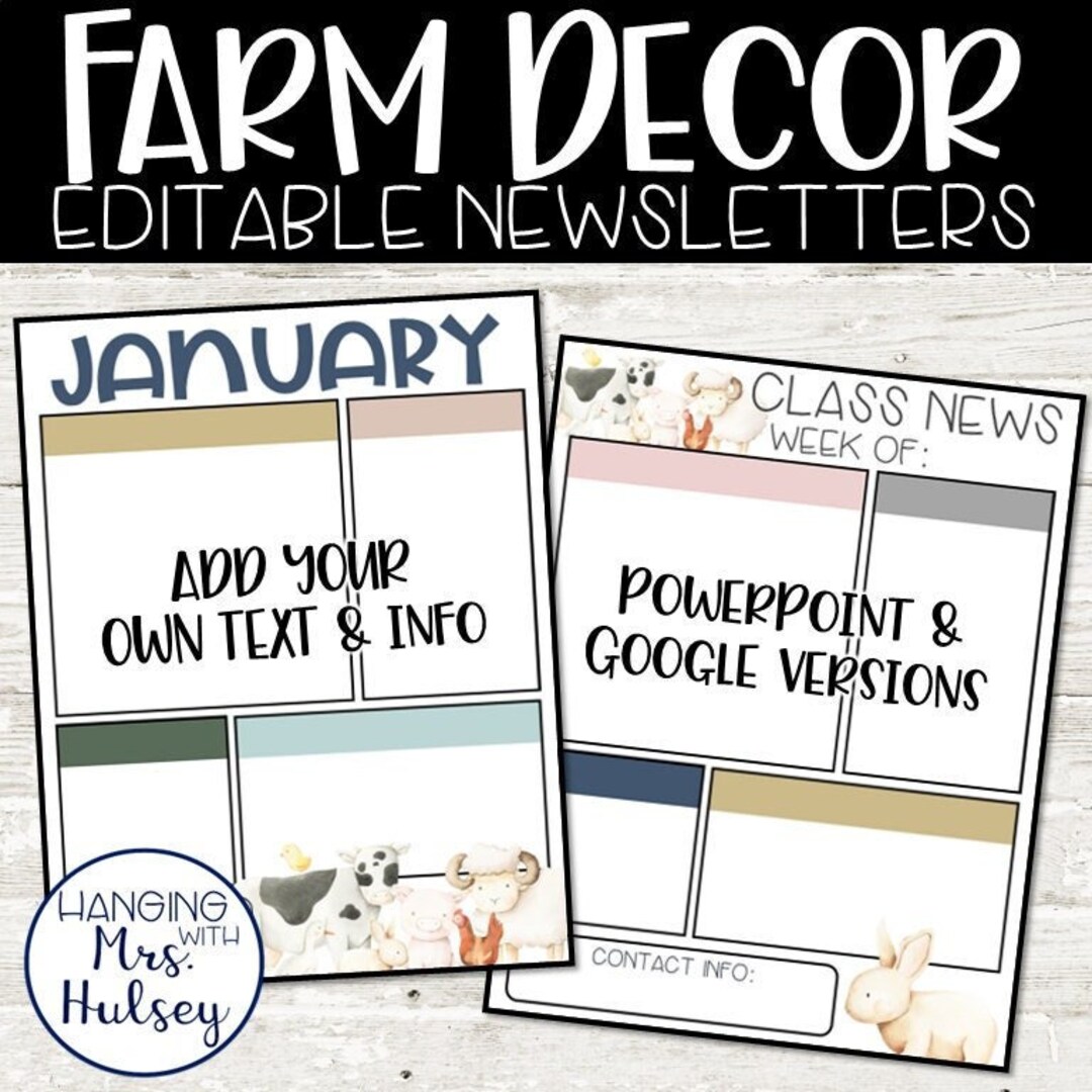 Farm Newsletter Templates - Farm Classroom - Farm Class Decor - Farm ...