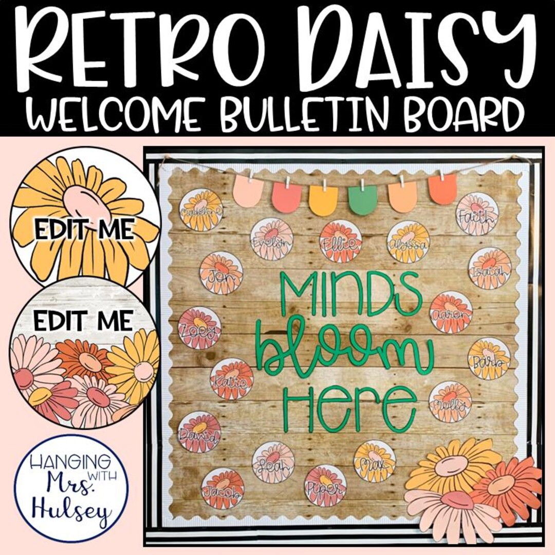 Retro Daisy Classroom Bulletin Board Decor (powerpoint) - Etsy