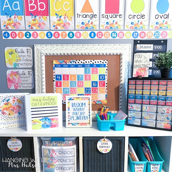 Bright Floral Classroom Decor Bundle - Etsy