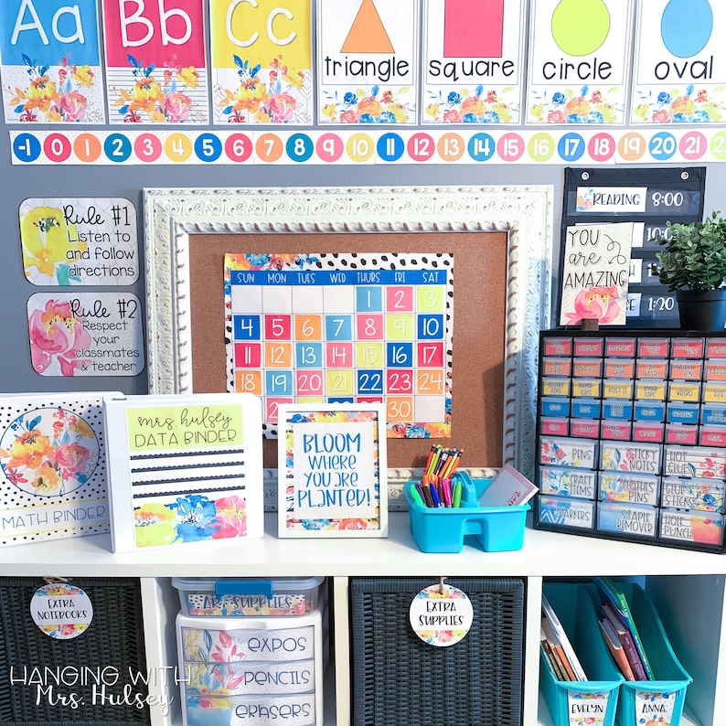 Bright Floral Classroom Decor Bundle - Etsy