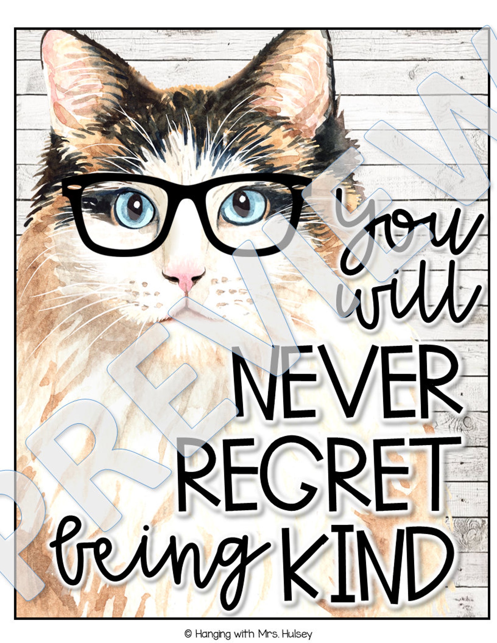 Hipster Cats Motivational Posters: Shiplap & Watercolor Classroom Decor ...