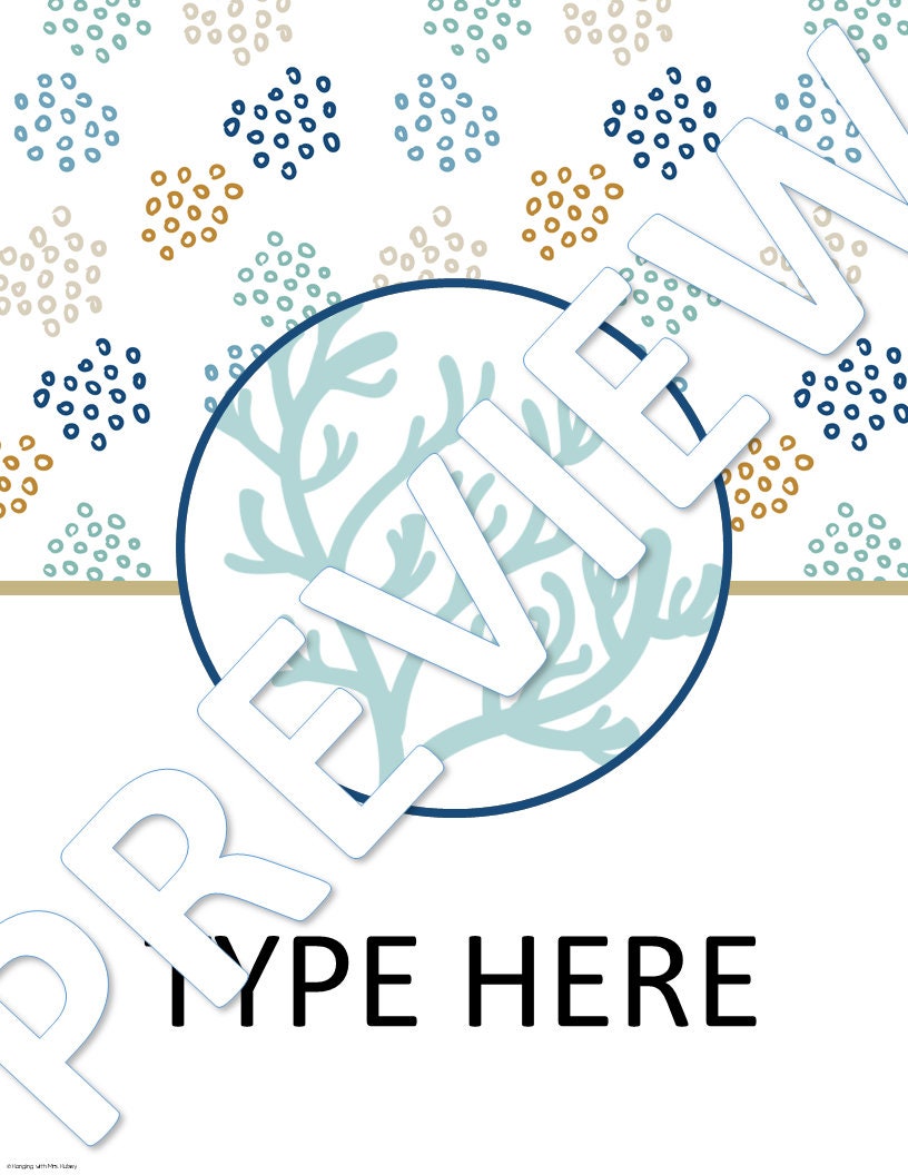 Ocean Binder Covers and Spine Labels: Editable Classroom Decor - Etsy