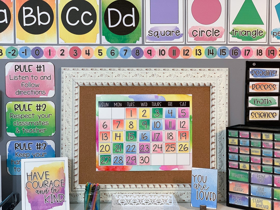 Watercolor Classroom Decor Bundle - Etsy