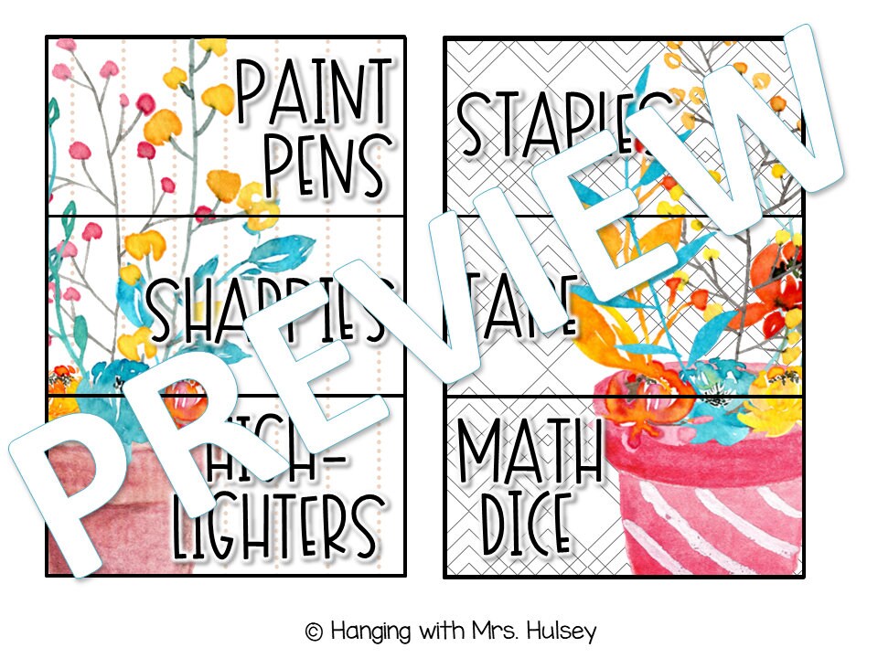 Bright Floral Teacher Toolbox Labels - Etsy