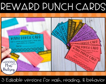 Classroom Reward Punch Cards, Student Punch Cards, Classroom Management ...