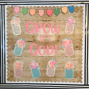 Growth Themed Christian Bulletin Board: Bible Verses (digital Download ...