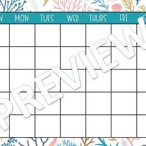 Ocean Large Wall Calendar - Class Calendar - Ocean Class Decor - Ocean ...
