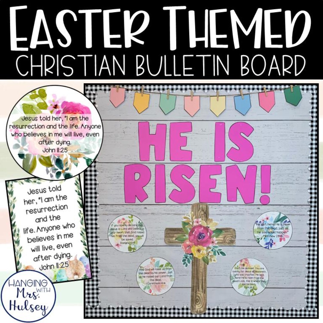 Easter Christian Bulletin Board: He is Risen Decor - Etsy