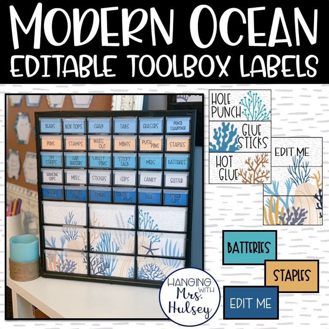 Ocean Teacher Toolbox Labels- Ocean Class Decor - Ocean Decor - Ocean ...