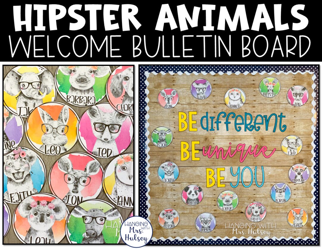 Hipster Animal Welcome Back to School Bulletin Board - Etsy