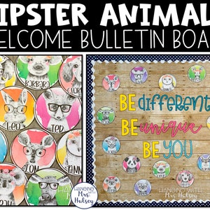 Hipster Animal Welcome Back to School Bulletin Board - Etsy