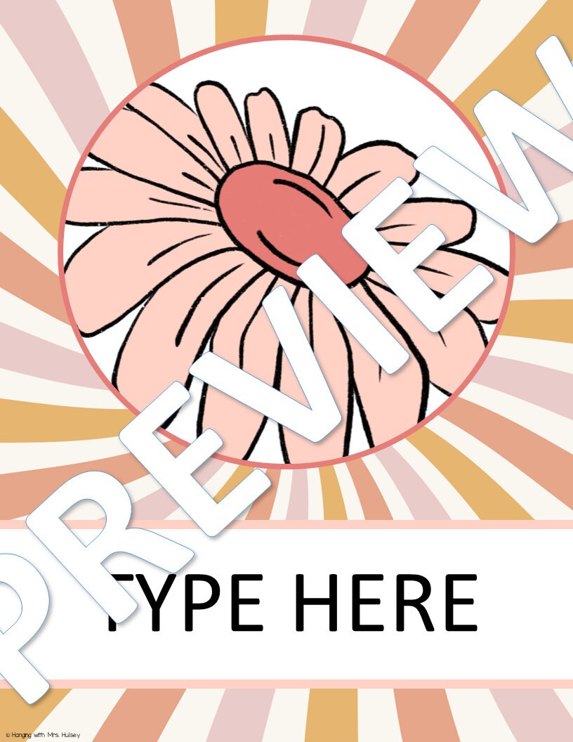 Retro Daisy Binder Covers and Spine Labels Daisy Decor Daisy Class ...