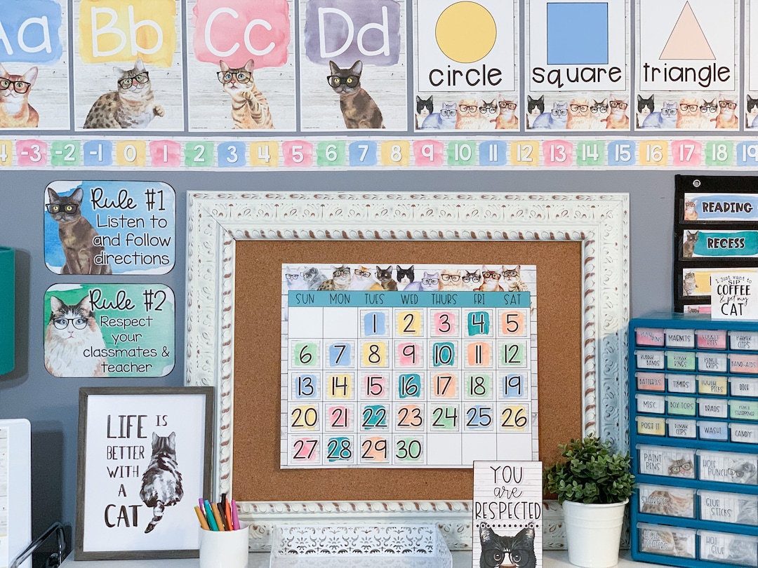 Hipster Cat Classroom Decor Bundle - Etsy