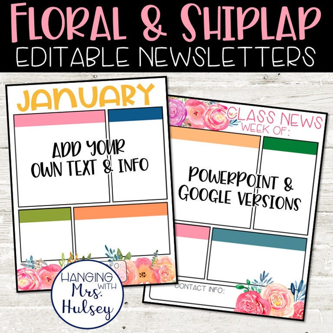 Floral Class Newsletter Templates - Etsy