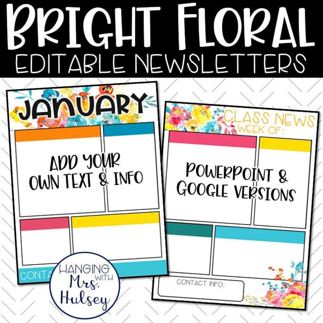 Bright Floral Class Newsletter Templates - Floral Classroom - Floral ...