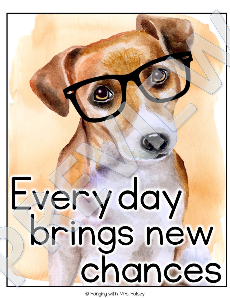 Hipster Dogs Motivational Posters: Watercolor Classroom Decor (digital ...