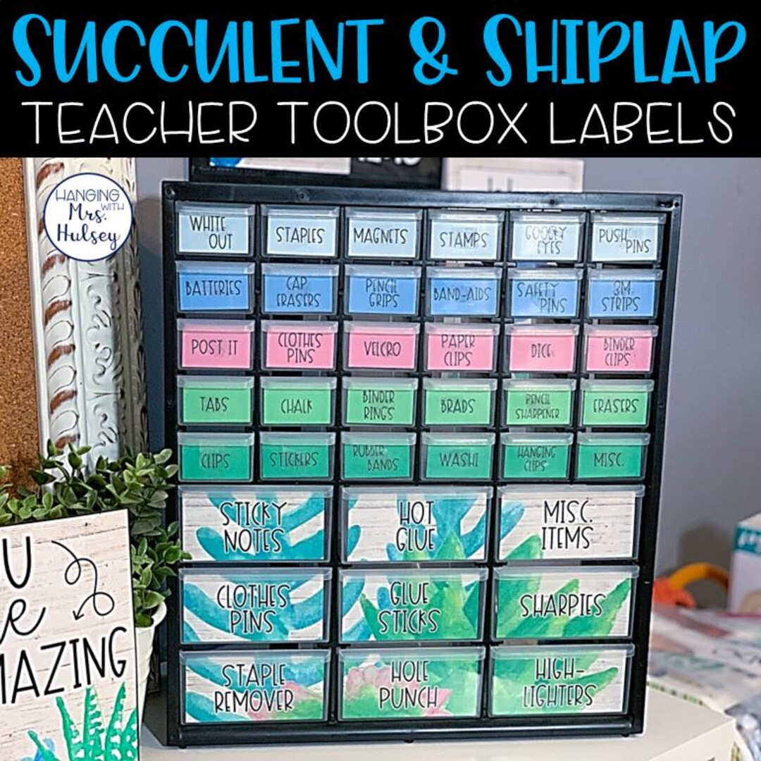 Succulent Teacher Toolbox Labels: Rustic Classroom Decor (editable ...