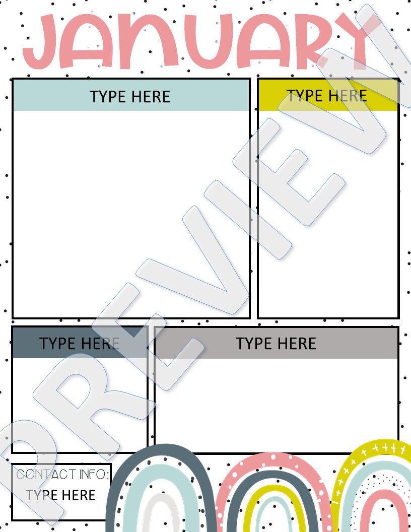 Boho Rainbow Class Newsletter Templates - Etsy