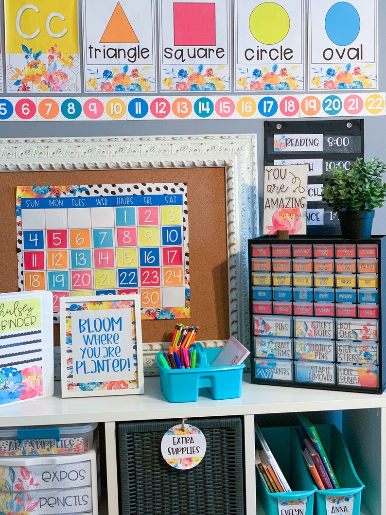Bright Floral Classroom Decor Bundle - Etsy