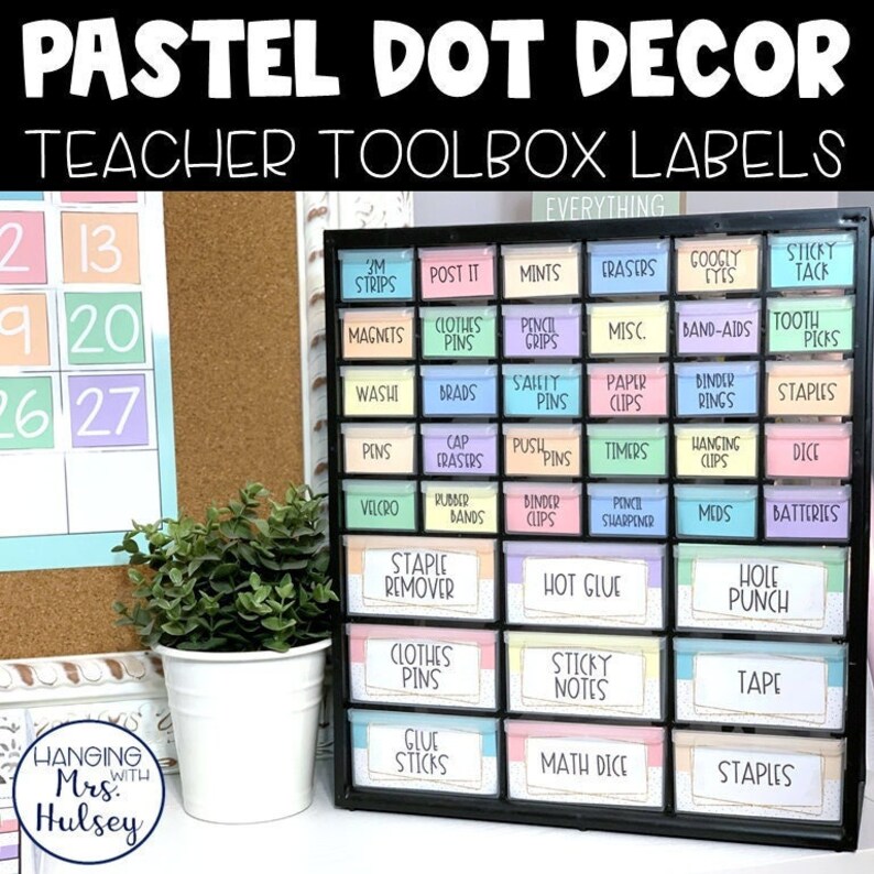 Pastel Dot Teacher Toolbox Labels: Classroom Decor - Etsy