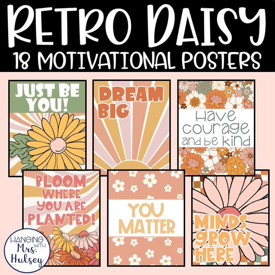Retro Daisy Motivational Posters: Classroom Decor (digital Download) - Etsy