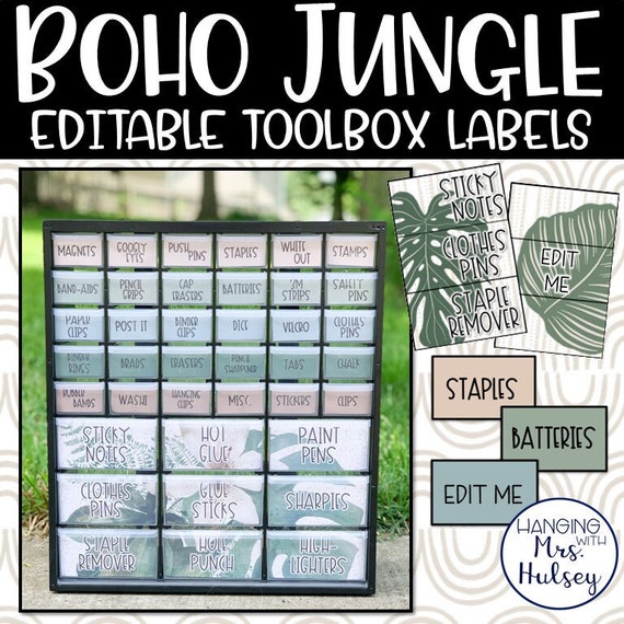 Boho Jungle Teacher Toolbox Labels - Etsy