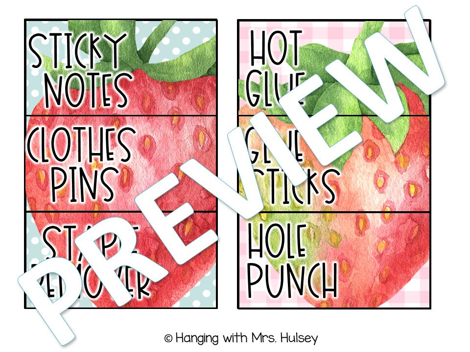 Strawberry Teacher Toolbox Labels - Etsy