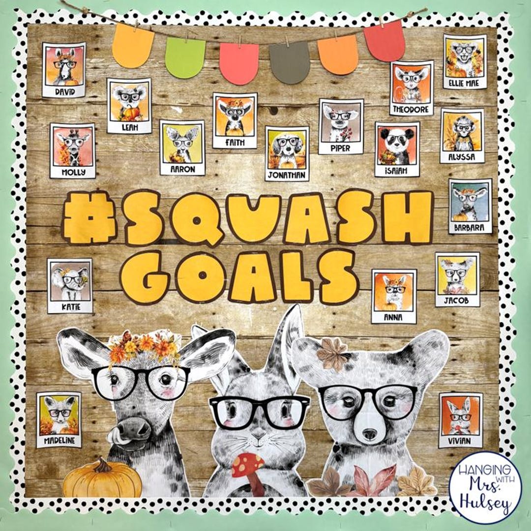 Fall Bulletin Board - Hipster Animal - Zoo Bulletin Board - Pumpkin ...