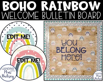 Boho Rainbow Bulletin Board Borders Boho Rainbow Classroom Decor ...