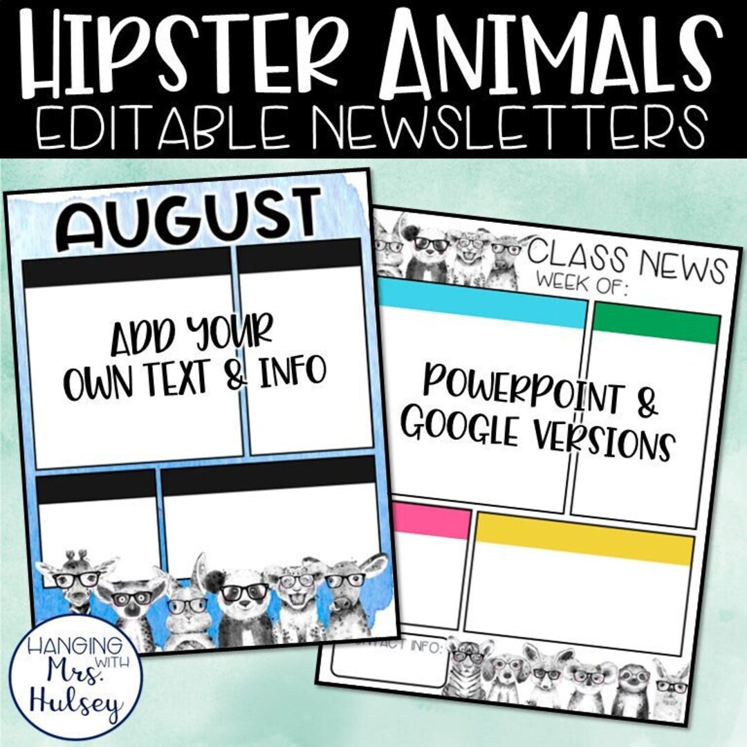 Hipster Animal Class Newsletter Templates - Zoo Classroom - Zoo Class ...