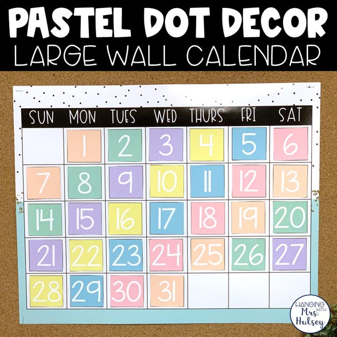 Pastel Dot Classroom Calendar: Large Wall Decor (digital Download) - Etsy