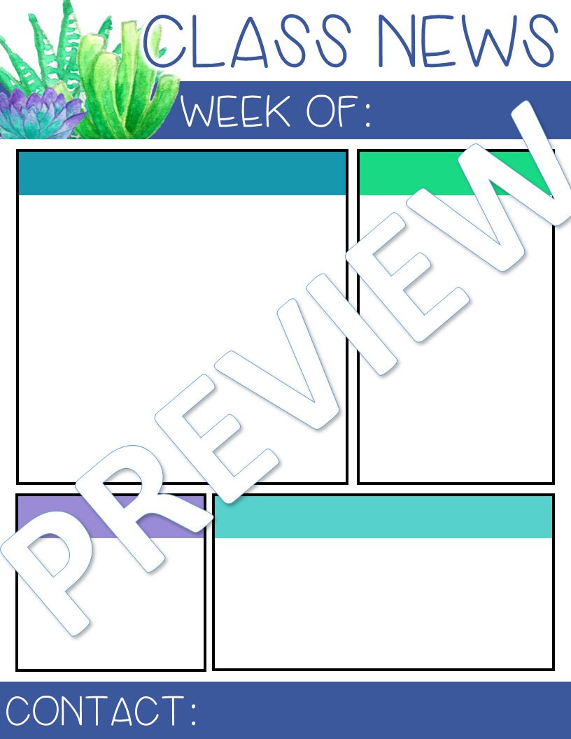 Succulent Class Newsletter Templates - Etsy