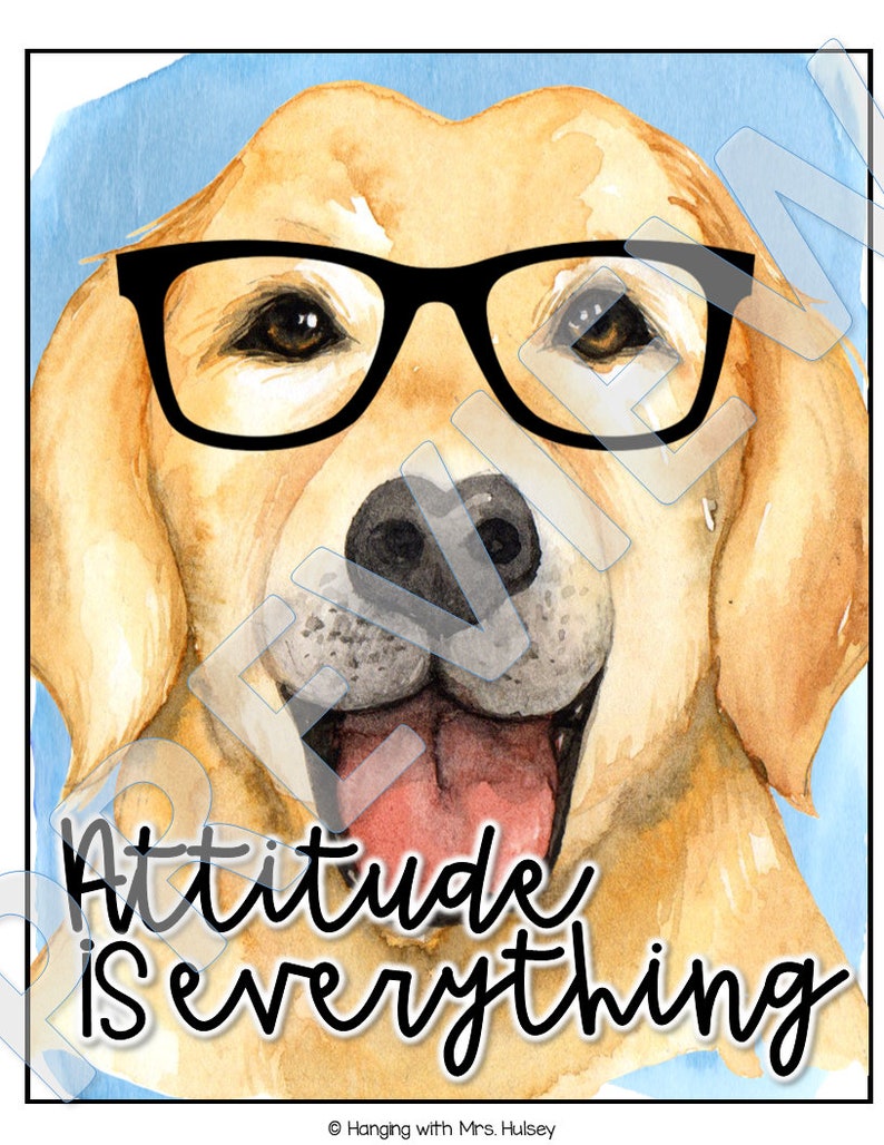 Hipster Dogs Motivational Posters: Watercolor Classroom Decor (digital ...