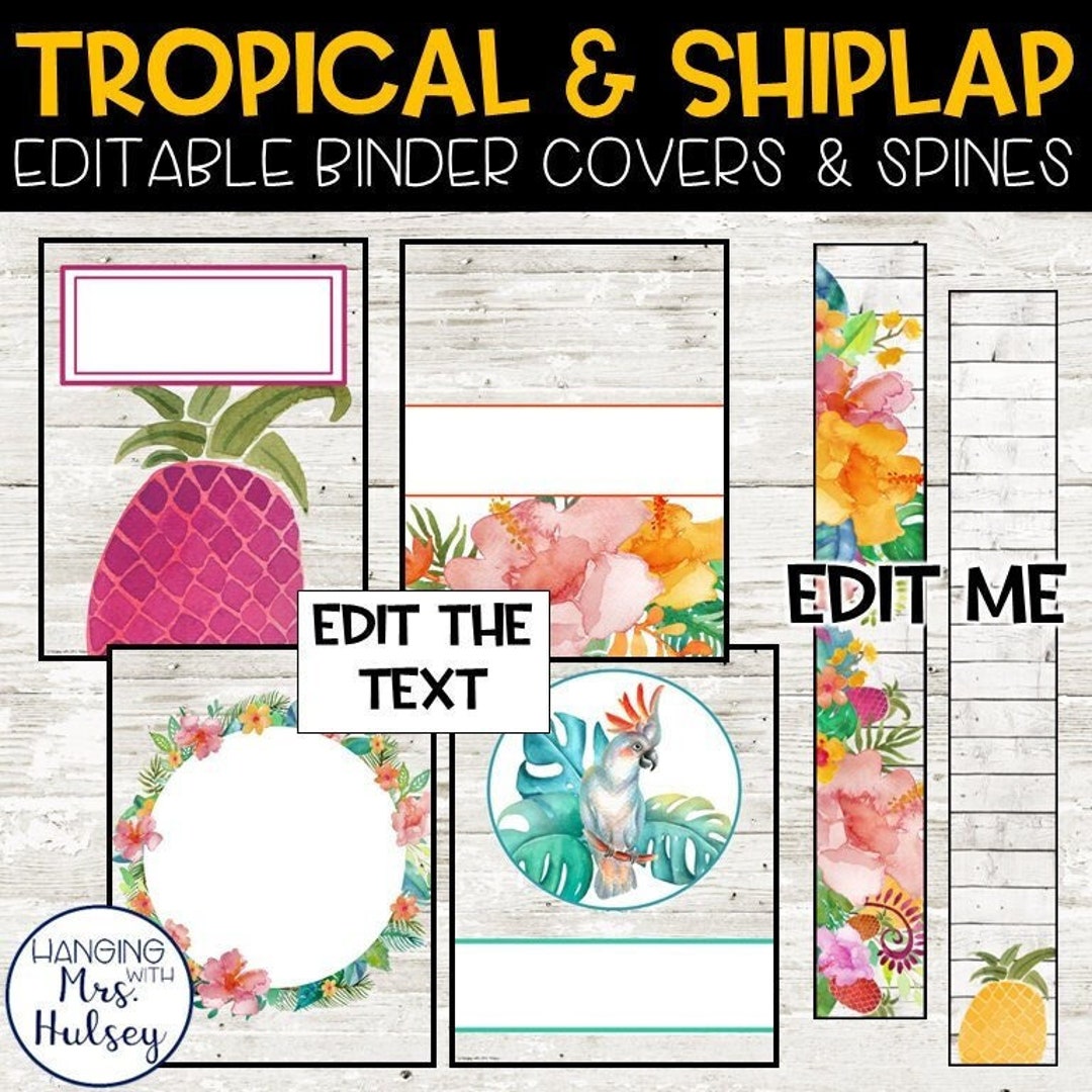 Tropical Binder Covers and Spine Labels Tropical Decor Tropical Class ...