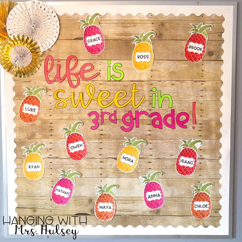 Tropical Pineapple Welcome Back to School Bulletin Board (digital ...