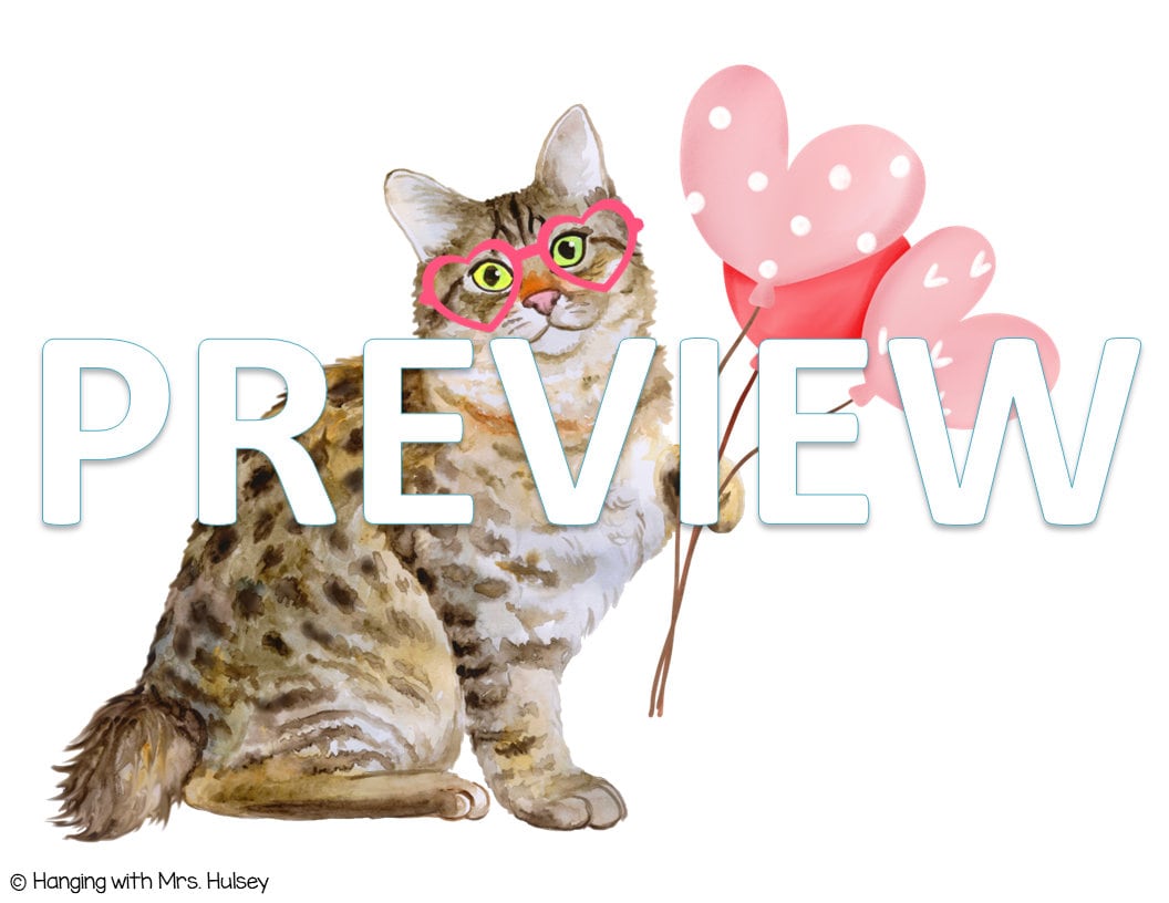 Valentine's Day Bulletin Board Hipster Cat - Etsy