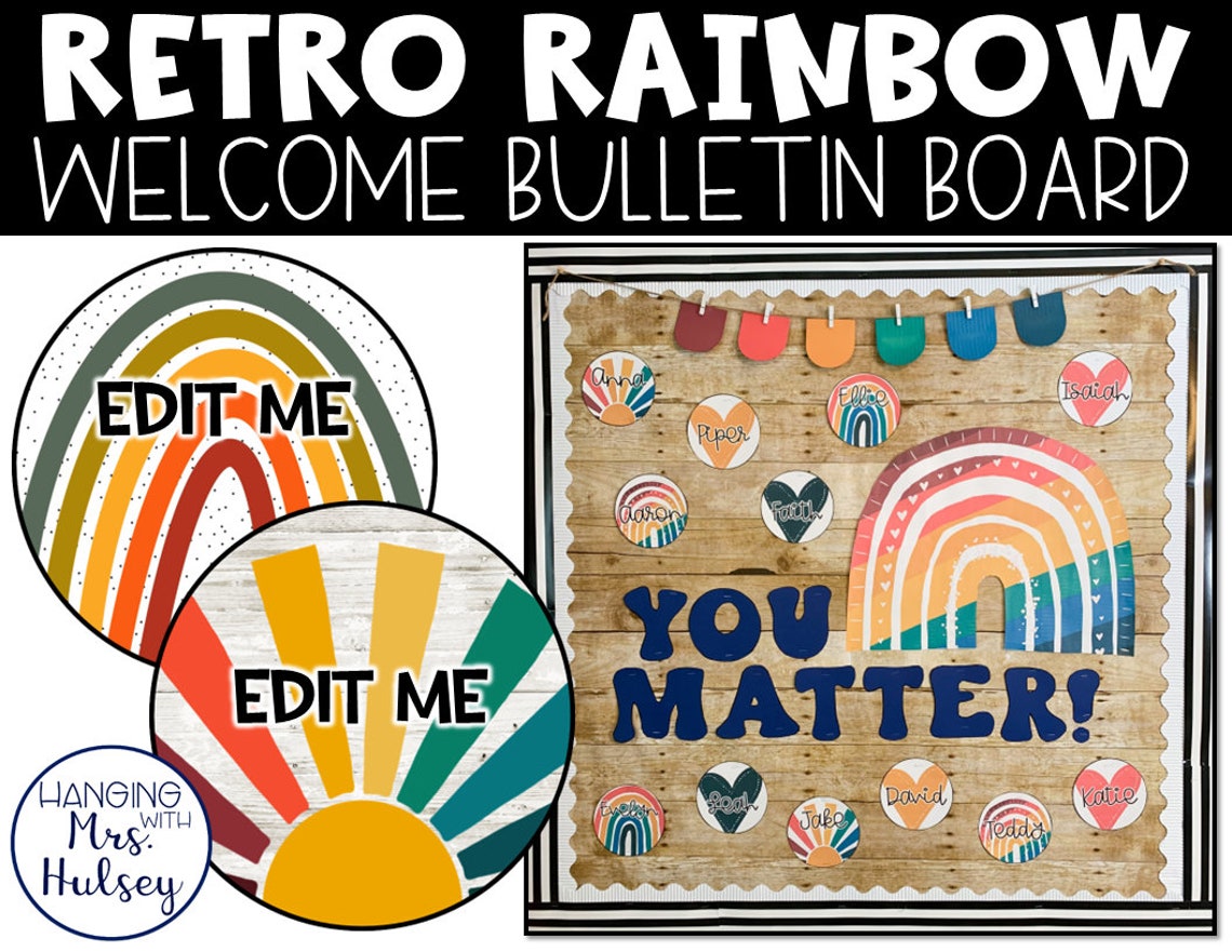 Retro Rainbow Welcome Back to School Bulletin Board - Etsy