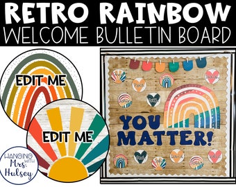 Printable Rainbow Watercolor Bulletin Board Letters and Numbers ...