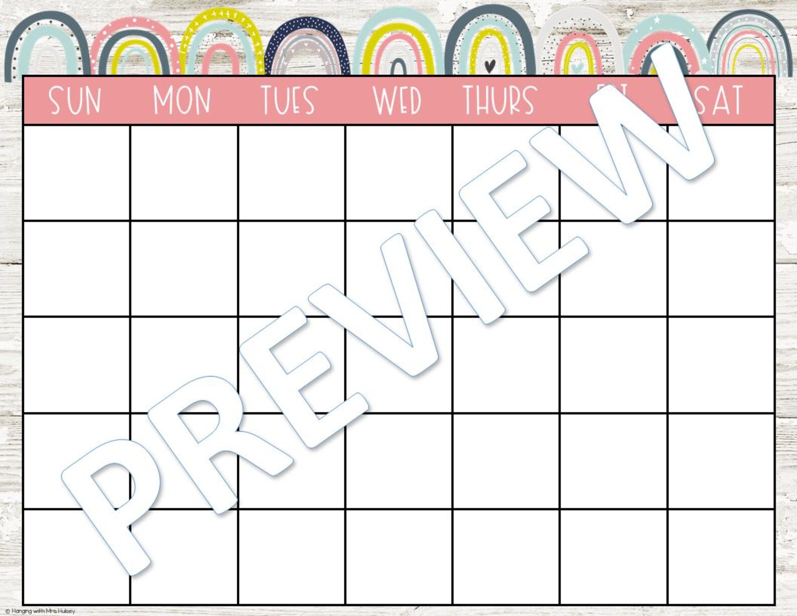 Boho Rainbow Classroom Calendar: Large Wall Decor (digital Download) - Etsy