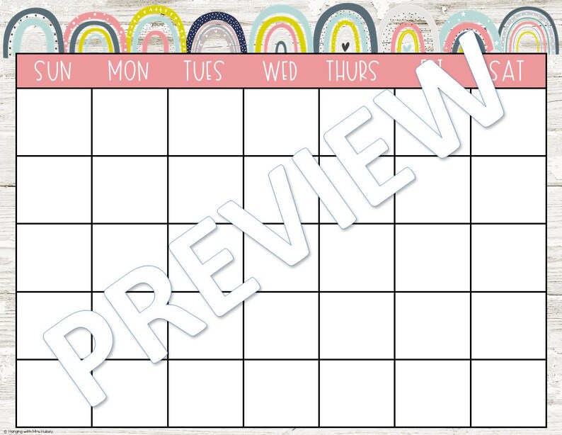 Boho Rainbow Classroom Calendar: Large Wall Decor (digital Download) - Etsy