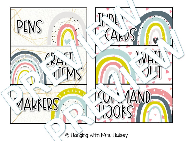 Boho Rainbow Teacher Toolbox Labels - Etsy