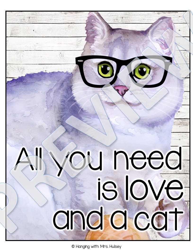 Hipster Cats Motivational Posters: Shiplap & Watercolor Classroom Decor ...