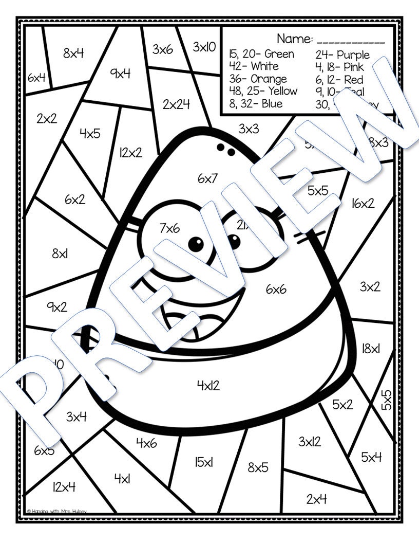 Fall Halloween Math: Multiply and Color 3rd Grade (PDF Pattern) - Etsy