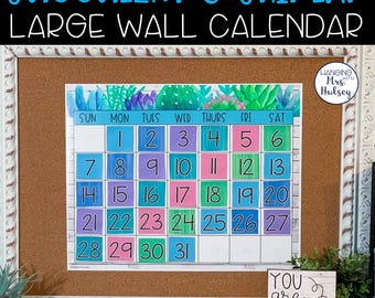 Ocean Large Wall Calendar Class Calendar Ocean Class Decor Ocean ...