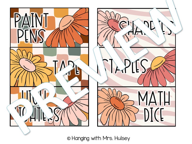 Retro Daisy Teacher Toolbox Labels: Editable Classroom Decor ...