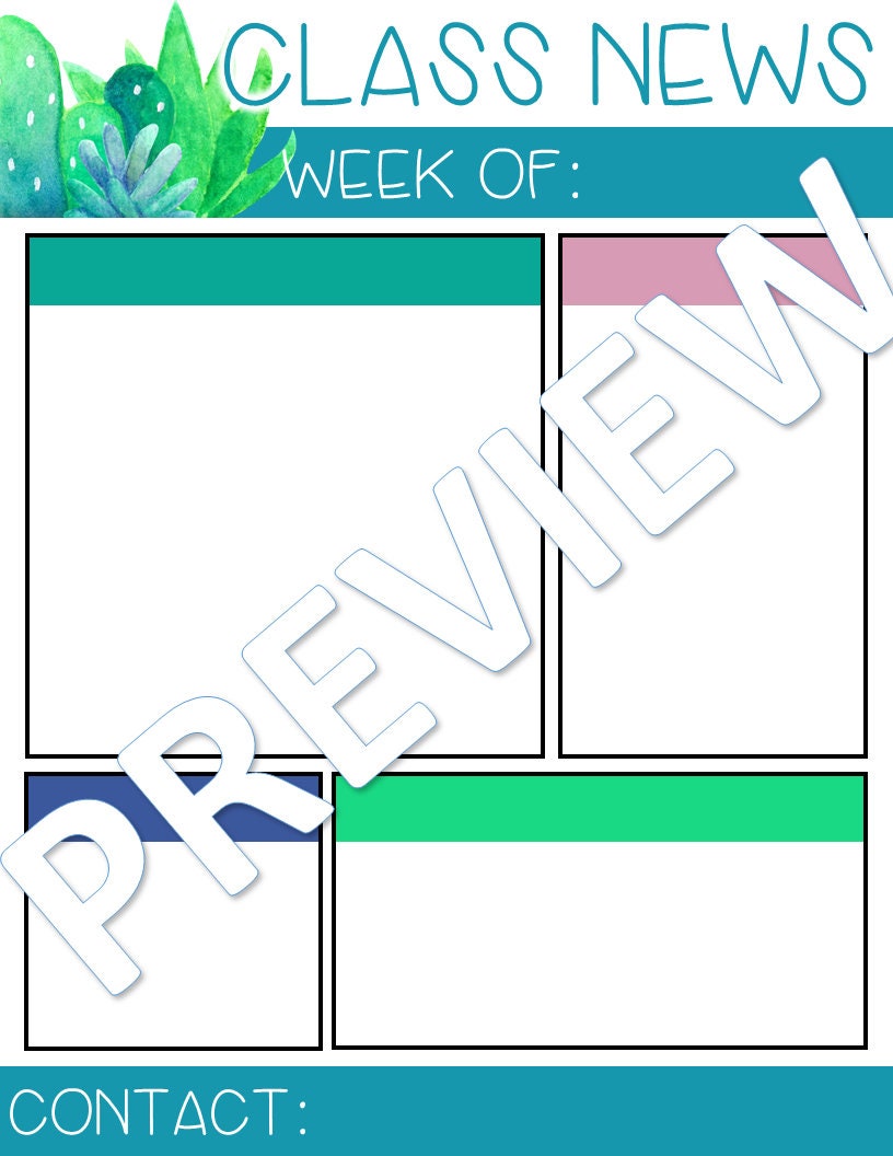 Succulent Class Newsletter Templates - Etsy