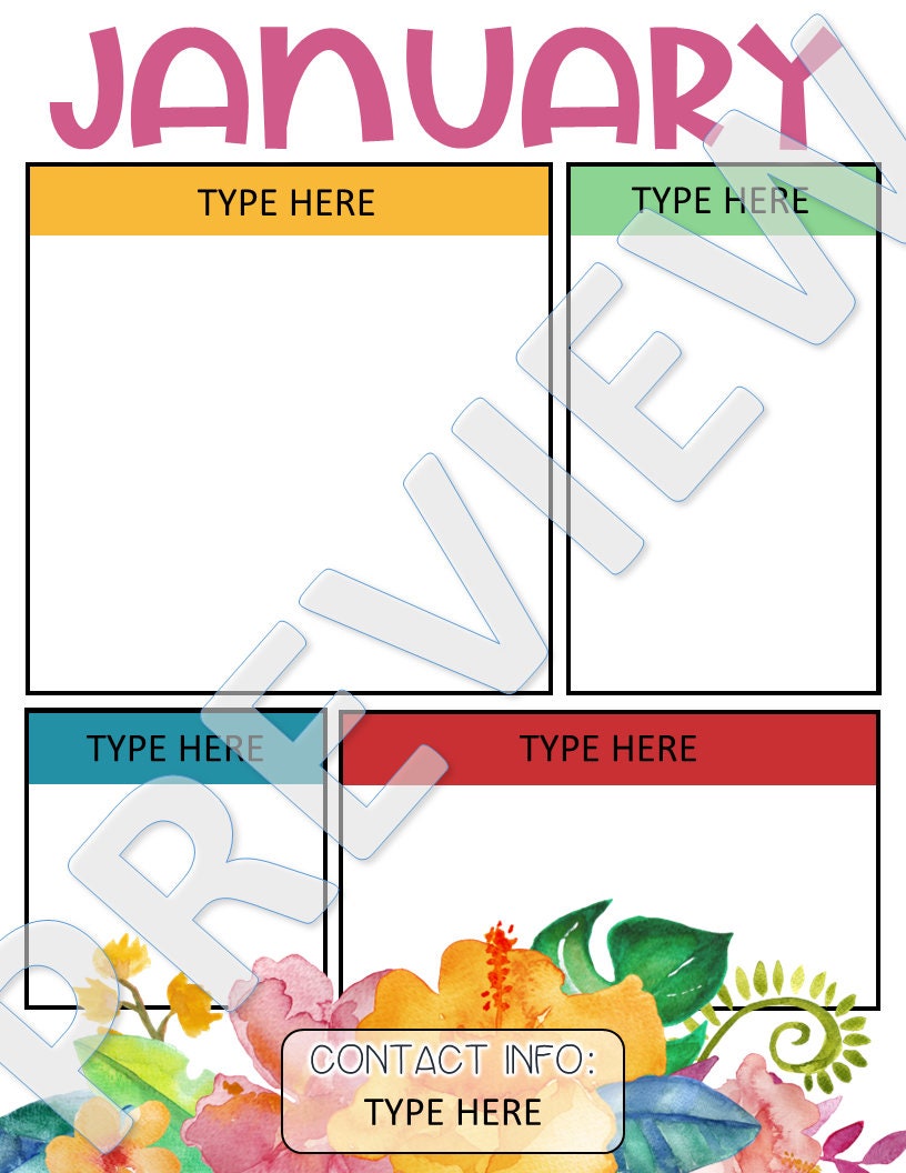 Tropical Class Newsletter Templates - Etsy